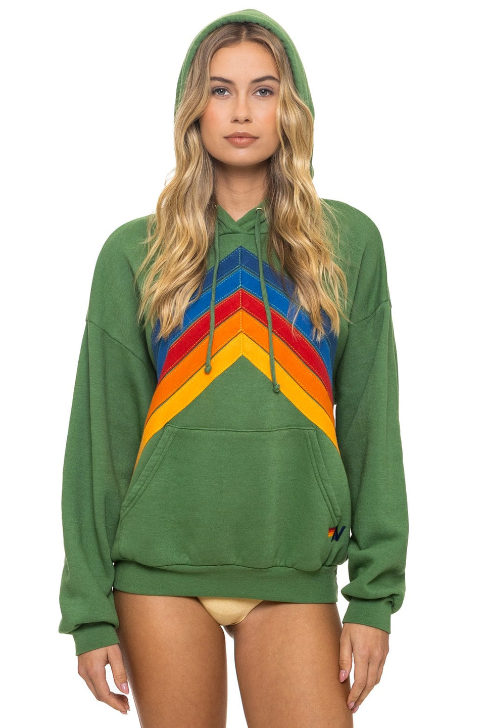 Aviator Nation MOUNTAIN STITCH CHEVRON PULLOVER HOODIE RELAXED - PALM ...