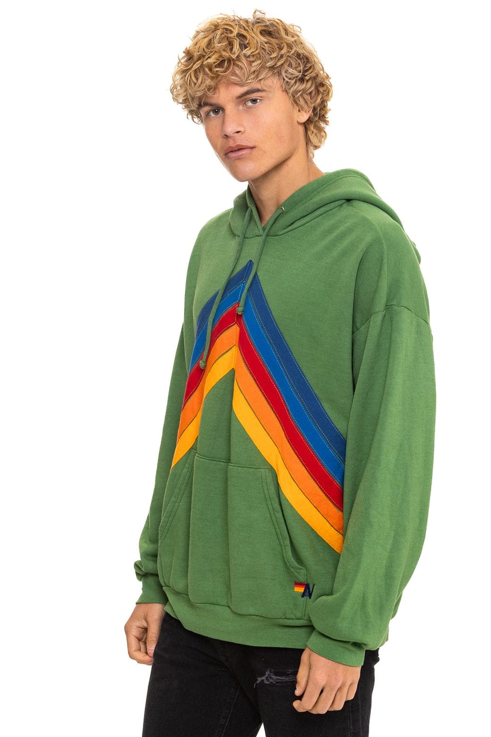 Aviator Nation MOUNTAIN STITCH CHEVRON PULLOVER HOODIE RELAXED - PALM ...